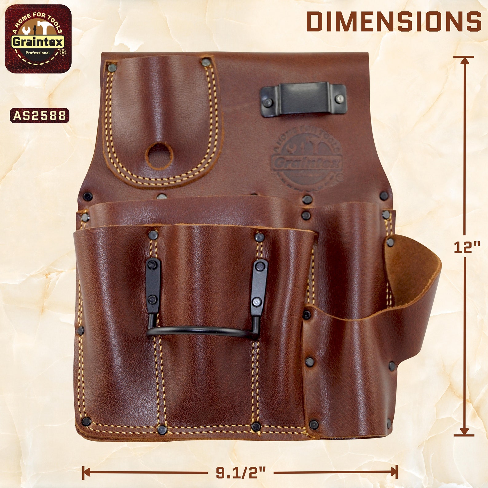 Graintex Drywall Pouch Ambassador Series Chestnut Brown Color Top Grain ...