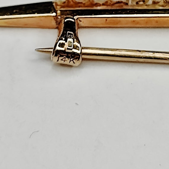 Antique 14k Gold Graduated Seed Pearl Bar Pin - Gem