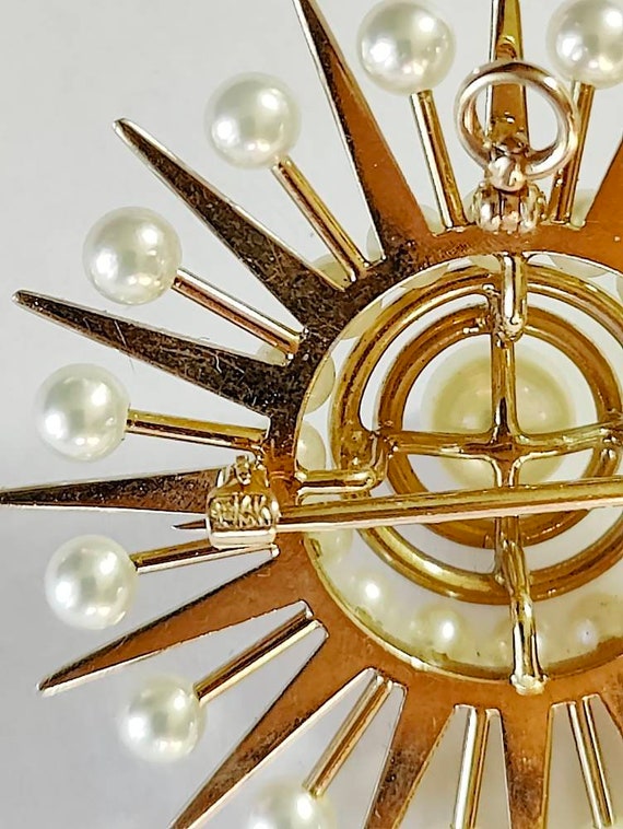 Antique Art Nouveau 14k Gold Pearl Star Burst Pin Pen… - Gem