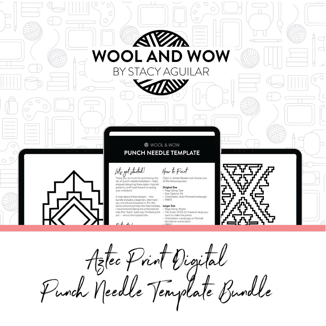 Aztec Digital Punch Needle Template Bundle // 3 Punch Needle Designs ...