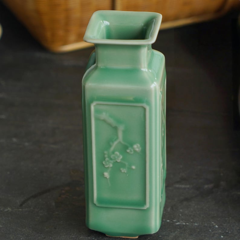 Celadon Bud Vase – Handmade Sculptural Green Ceramic, Japandi Zen Home ...