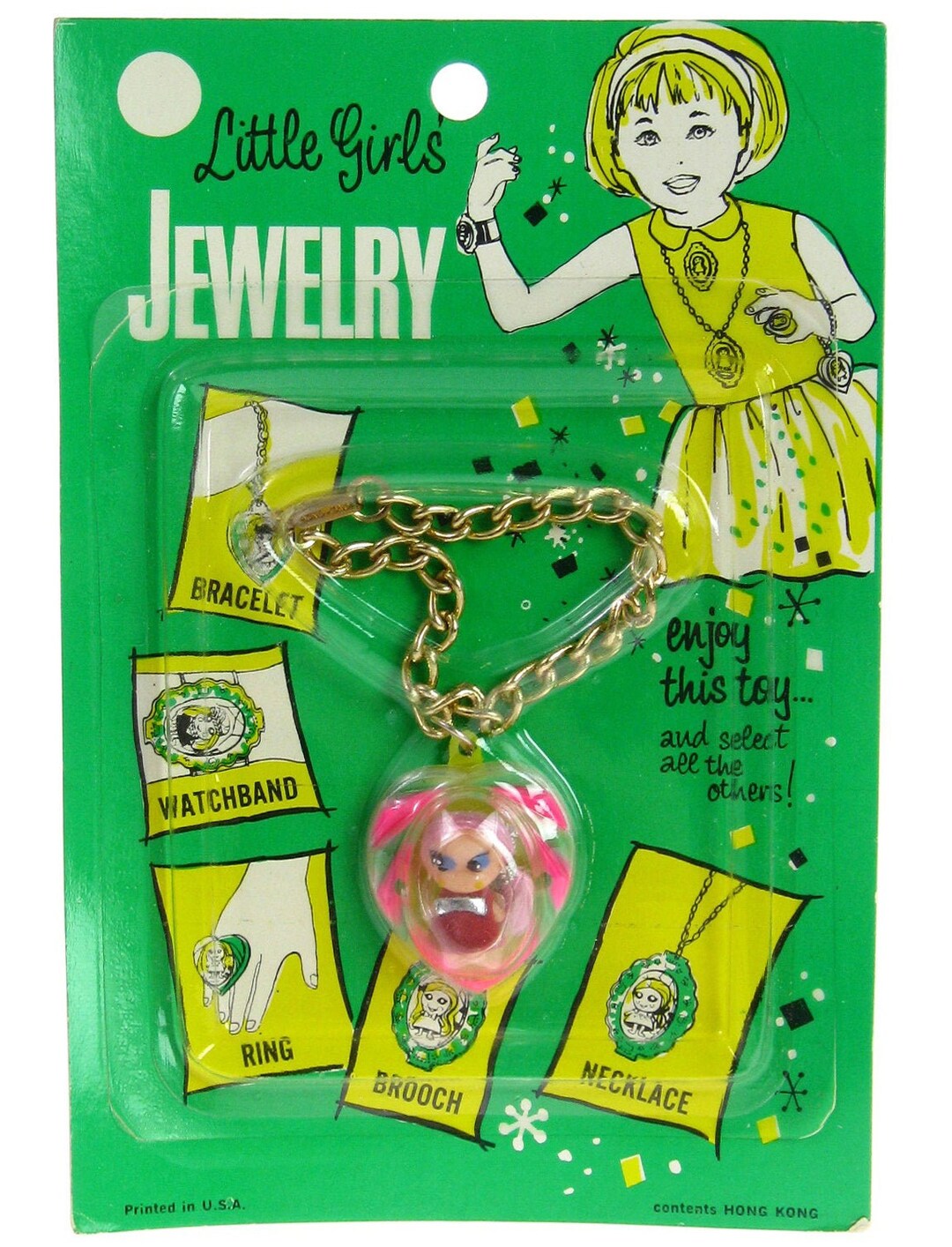 Vintage Liddle Kiddles Girls Jewelry Clone Klone Pink/green Heart ...
