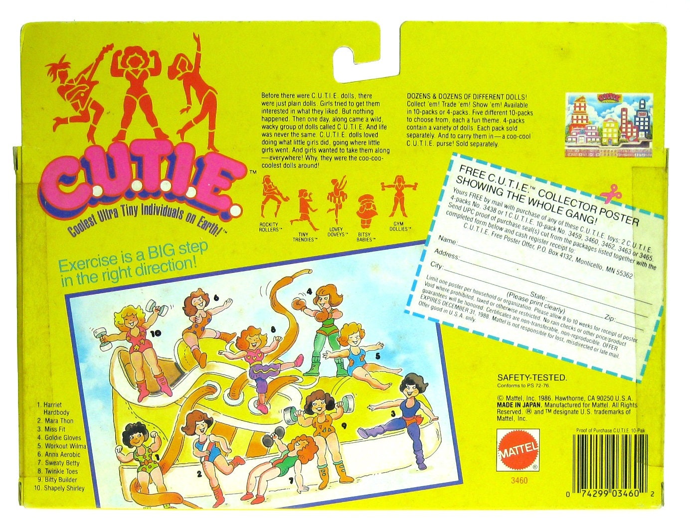 Vintage NOS 1986 Mattel Gym Dollies 10 CUTIE Workout Aerobic Dolls New ...
