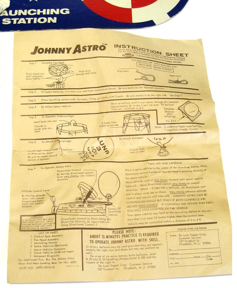 Vintage 1967 Johnny Astro Controlled Space Flight Center W/box Inserts ...