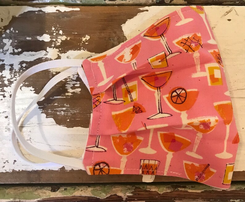 Cocktail Face Mask With Elastic Ear Loops in Adult and Kids | Etsy