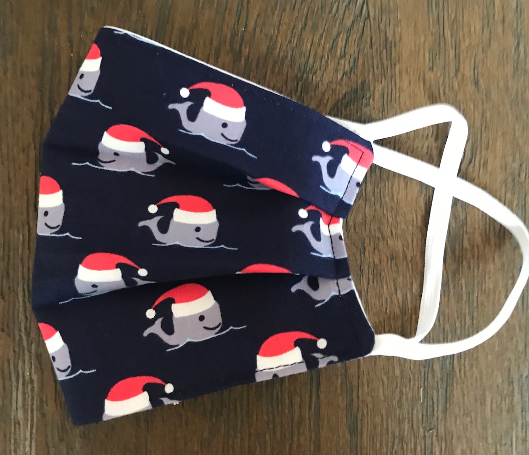 Santa Whale Face Mask With Elastic Ear Loops in Adult and Kids Sizes - Etsy