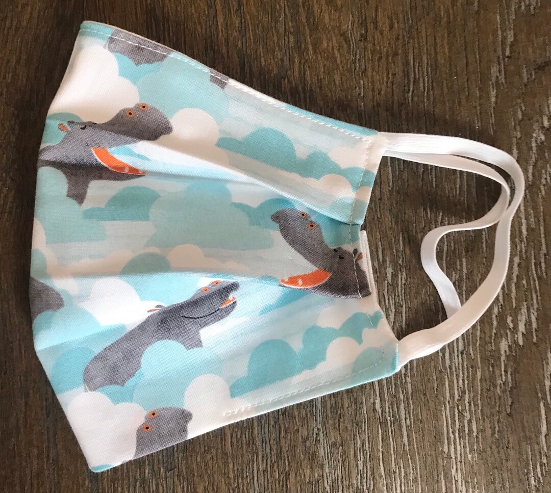Hippo Face Mask With Elastic Ear Loops in Adult and Kids Sizes - Etsy