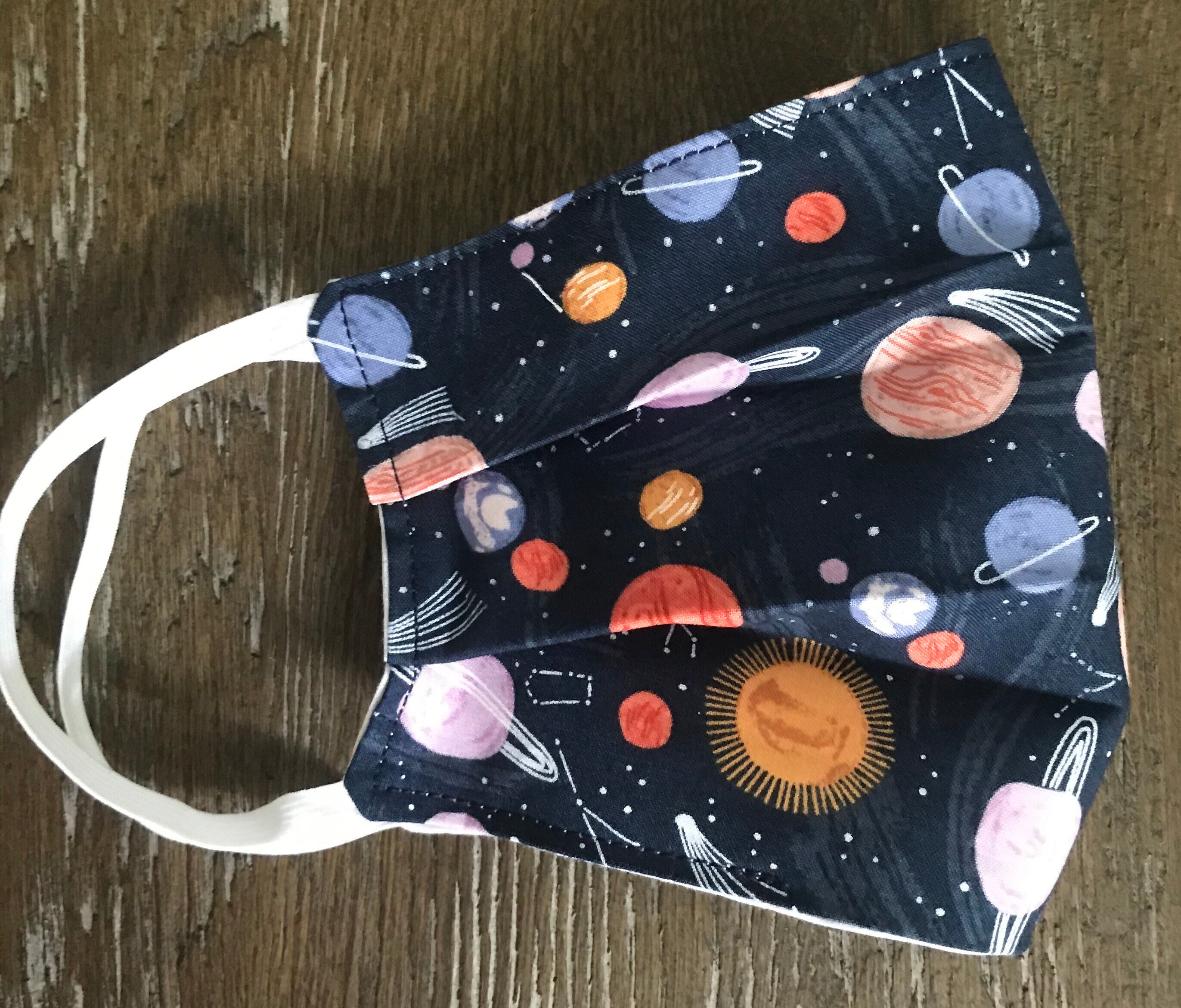 Outer Space Planets Face Mask With Elastic Ear Loops in Adult | Etsy