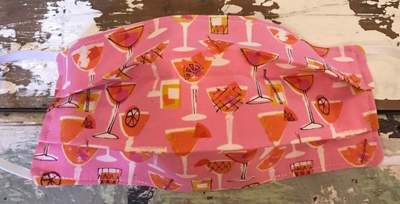 Cocktail Face Mask With Elastic Ear Loops in Adult and Kids | Etsy