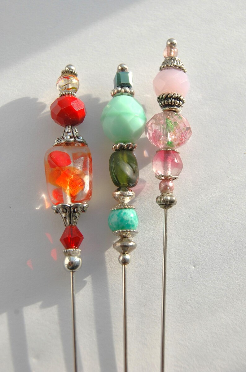 Pretty and Unique Stick Hat or Shawl Pins in Set of 3 to Wear With Any ...
