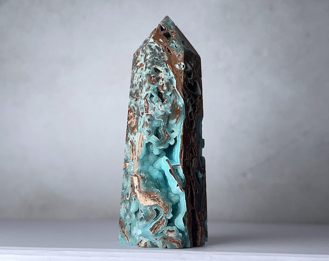 Druzy Hemimorphite Tower | Blue Botryoidal Hemimorphite Point - Etsy