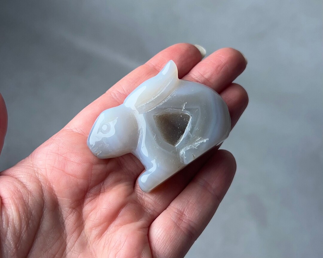 Druzy Agate Rabbit Carving Crystal Rabbit Carving - Etsy