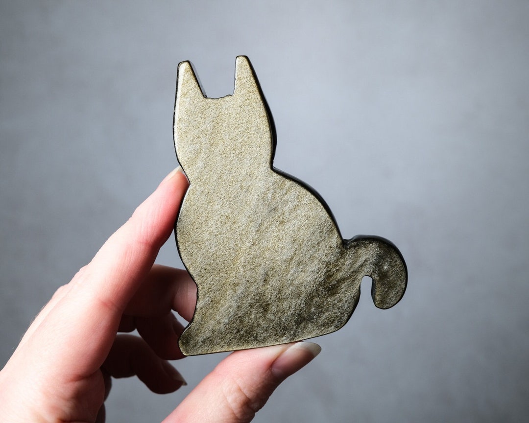 Gold Sheen Obsidian Cat Carving Obsidian Crystal Cat - Etsy