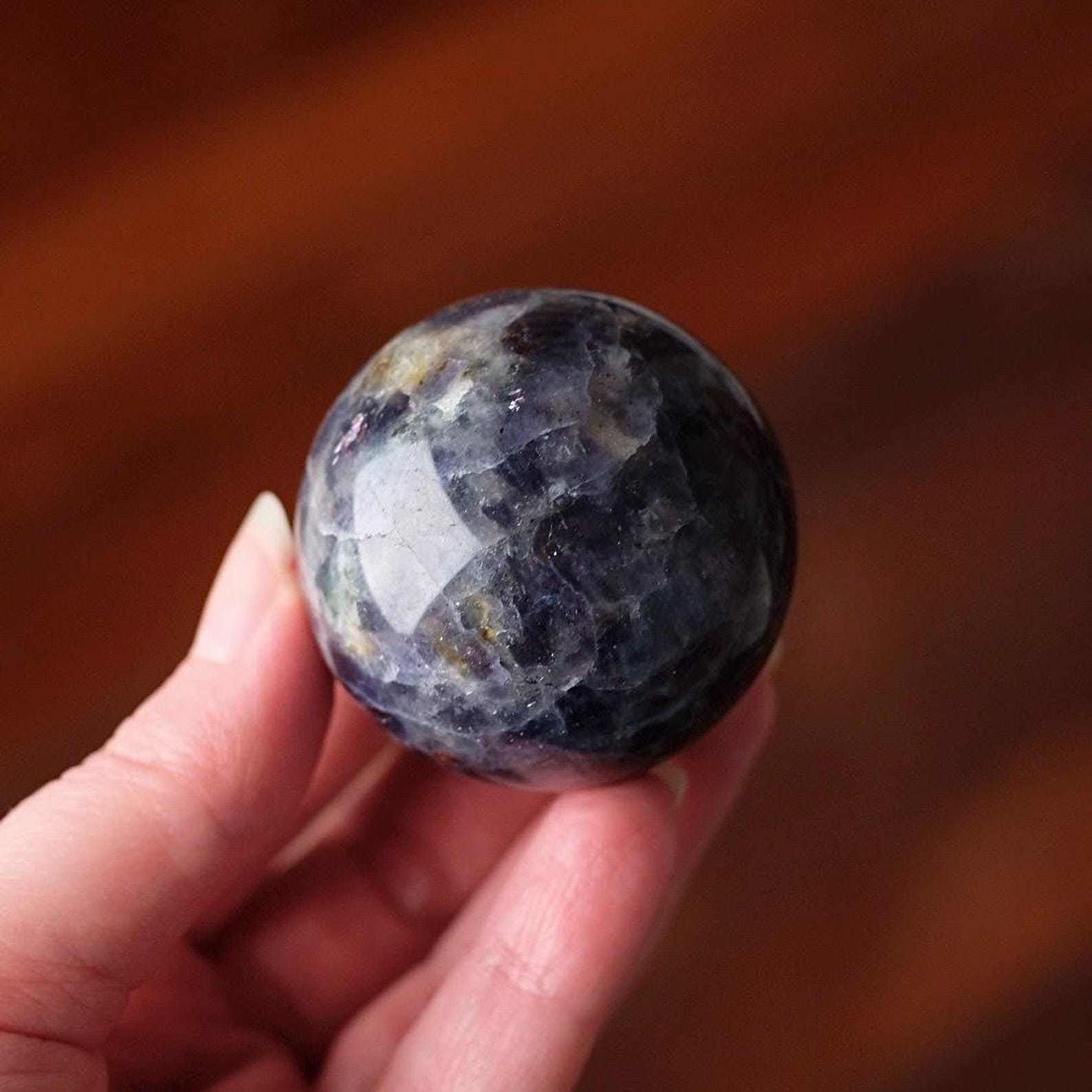 Blood Iolite Sphere | Sunstone Iolite Crystal Sphere - Etsy