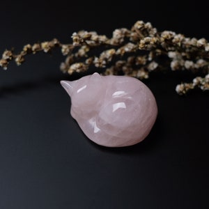 Rose Quartz Cat Crystal Cat Carving - Etsy