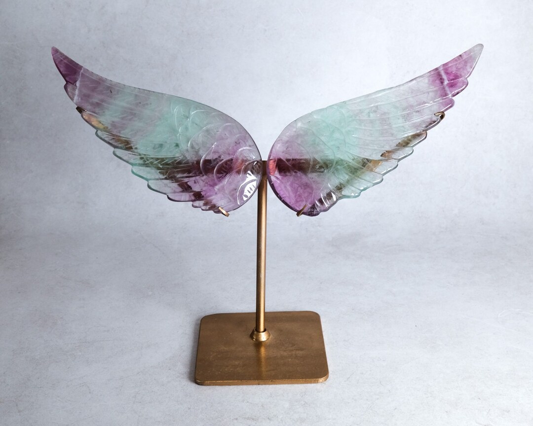 Fluorite Angel Wings Display | Crystal Wings & Stand - Etsy