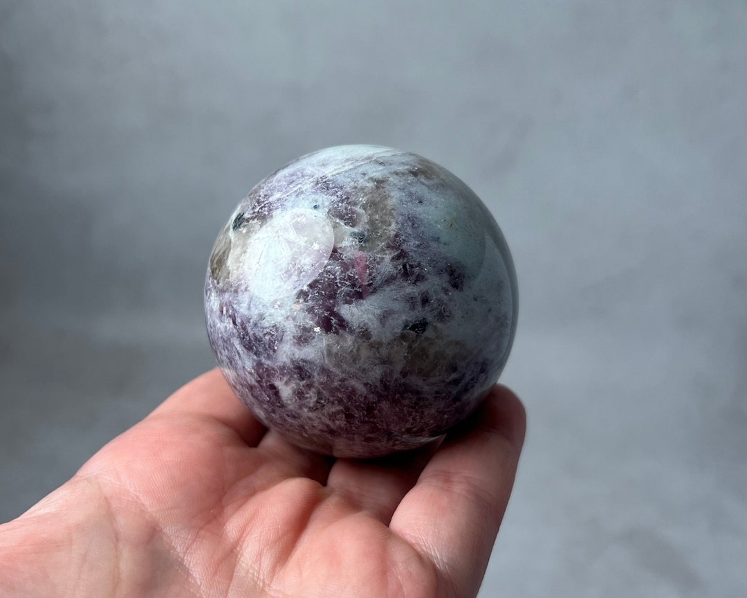 Unicorn Stone Sphere Lepidolite Pink Tourmaline Crystal Sphere - Etsy