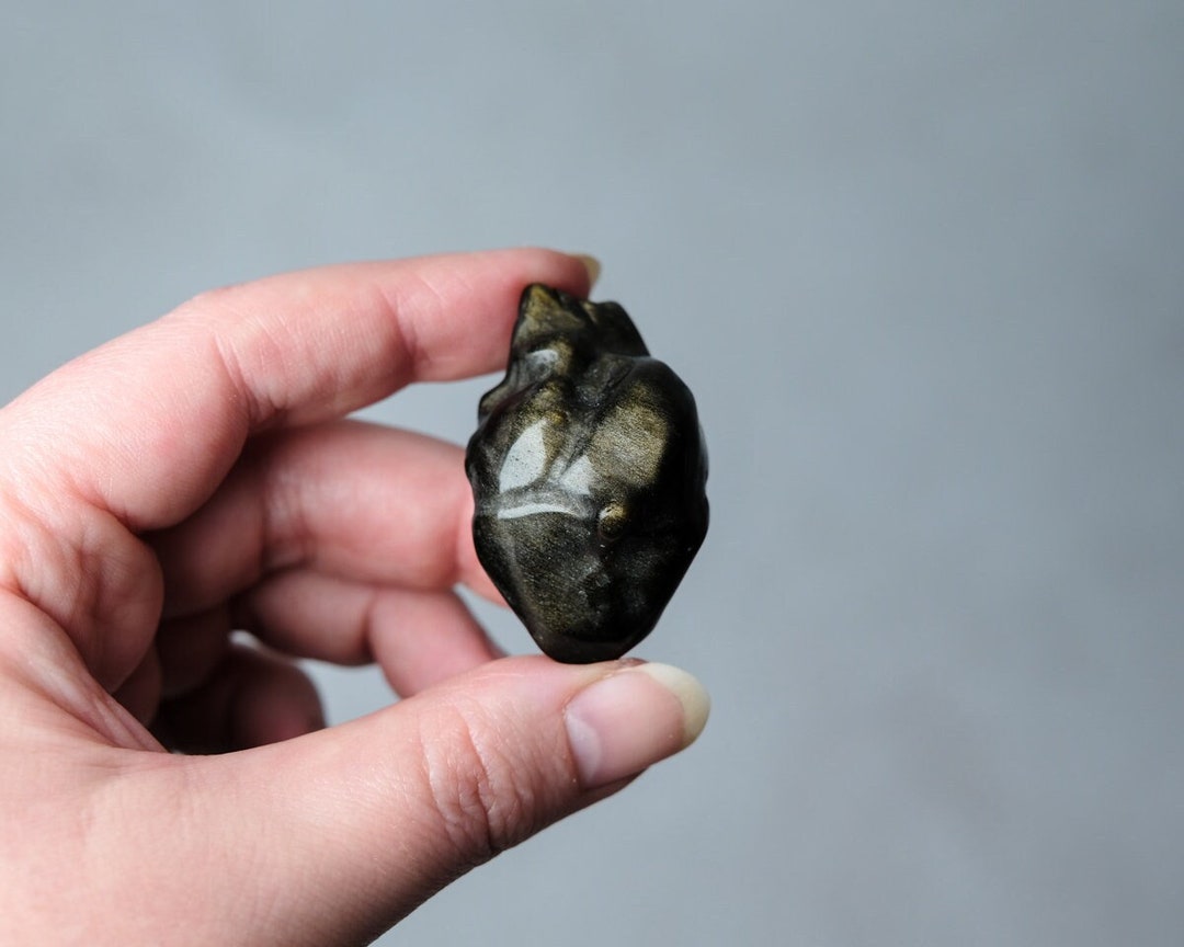 Gold Sheen Obsidian Anatomical Heart Carving Human Crystal - Etsy