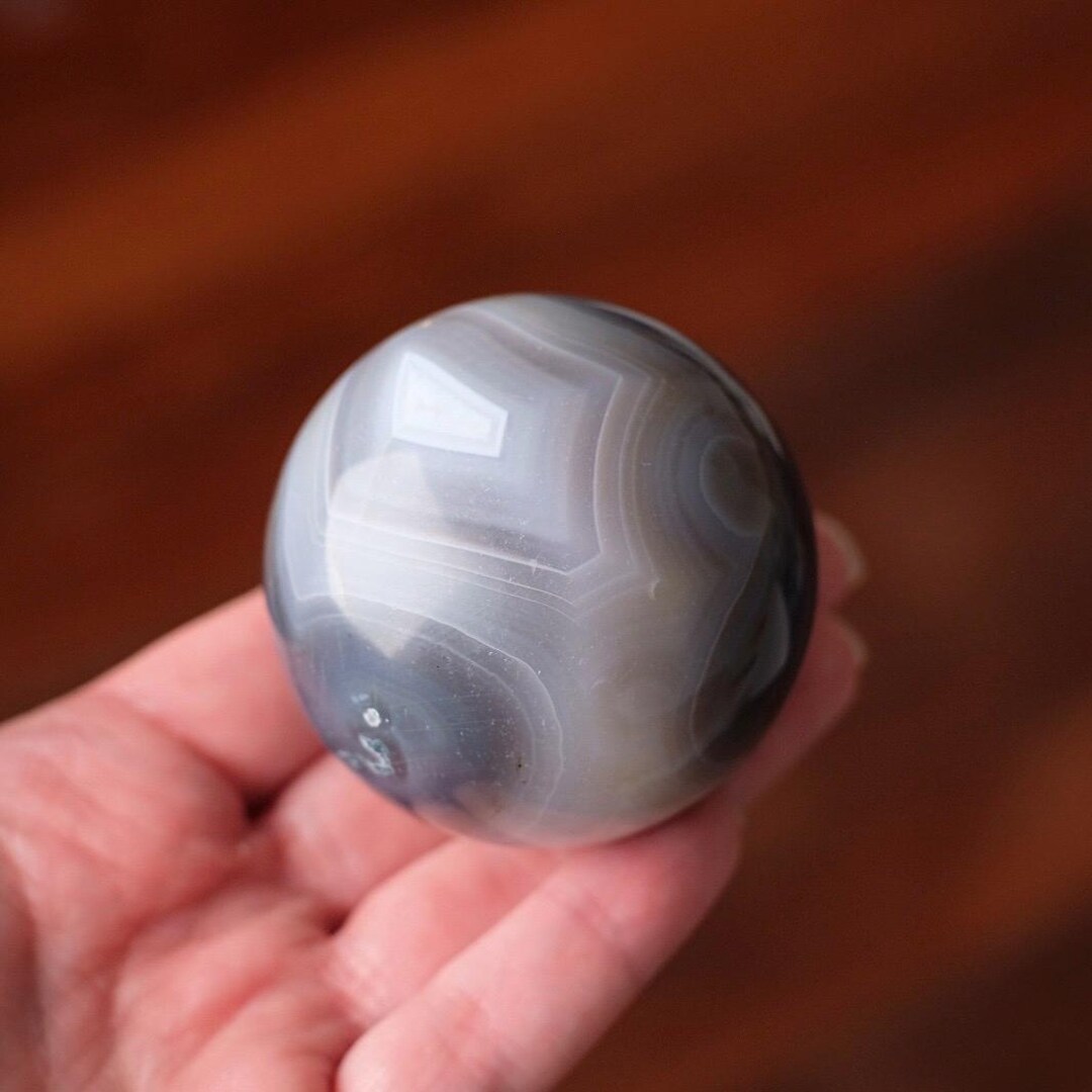 Banded Grey Agate Sphere | Polished Crystal Ball (54mm) - Etsy