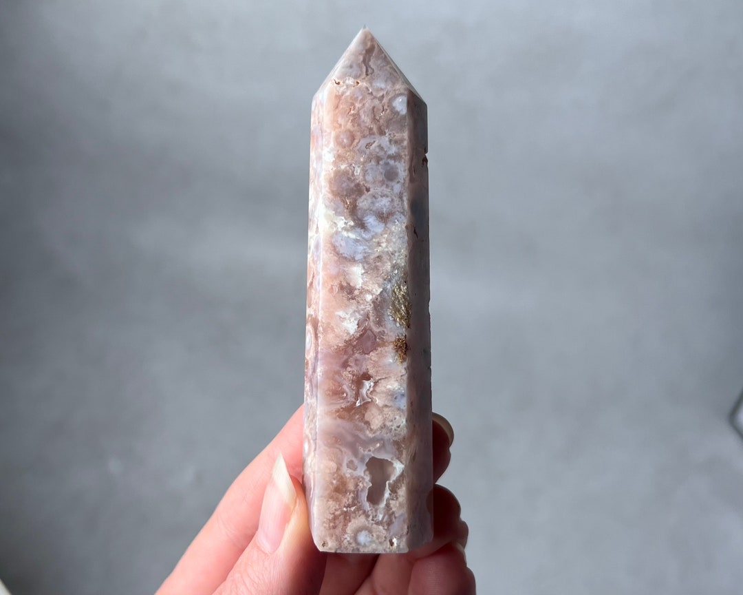 Pink Flower Agate Point Cherry Blossom Agate Crystal Tower - Etsy