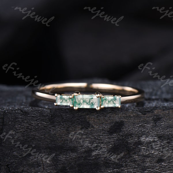 Moss Agate Ring - Etsy