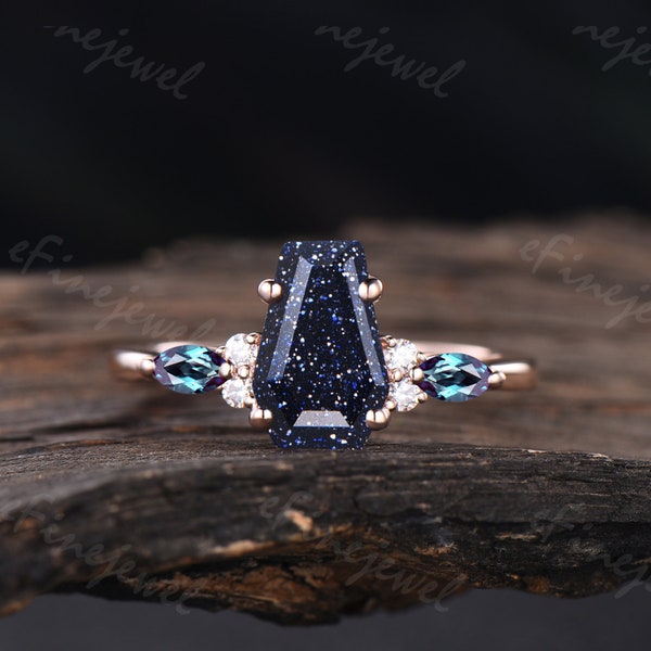 Alexandrite Coffin Ring Engagement - Etsy