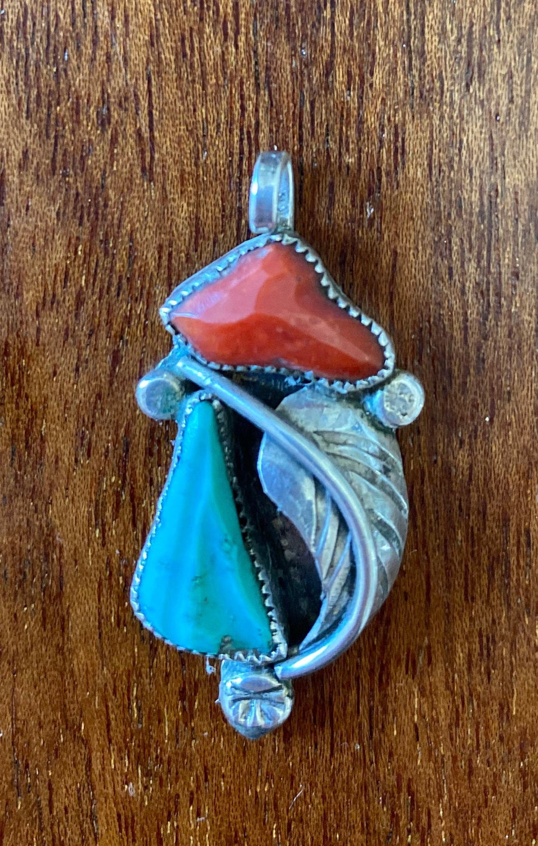 Vintage Ben Eustace Turquoise and Coral Pendant - Etsy