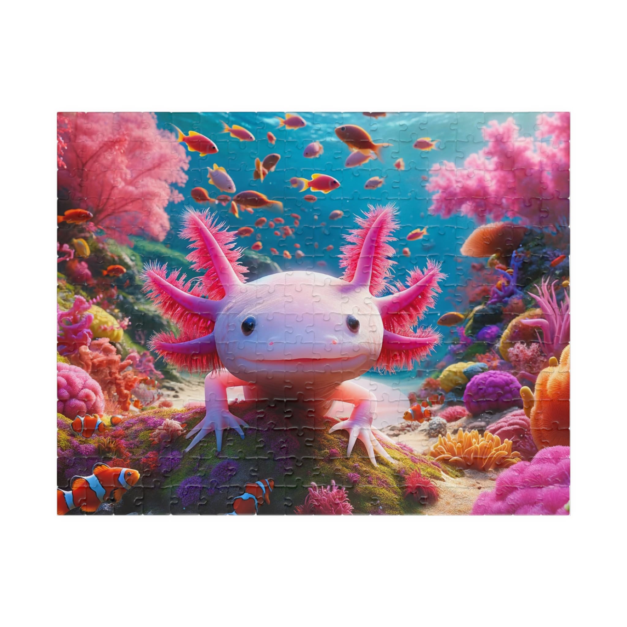 Enchanted Undersea World Vibrant Axolotl & Coral Reef Jigsaw Puzzle 110 ...