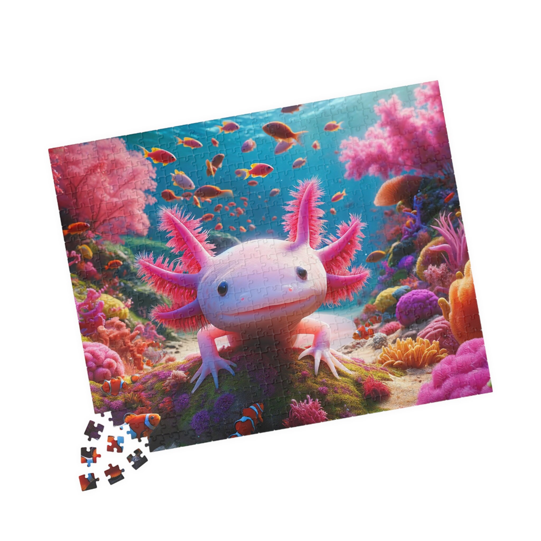 Enchanted Undersea World Vibrant Axolotl & Coral Reef Jigsaw Puzzle 110 ...