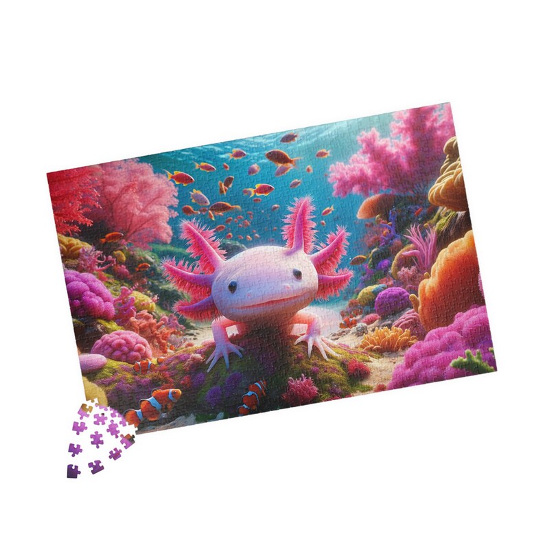 Enchanted Undersea World Vibrant Axolotl & Coral Reef Jigsaw Puzzle 110 ...