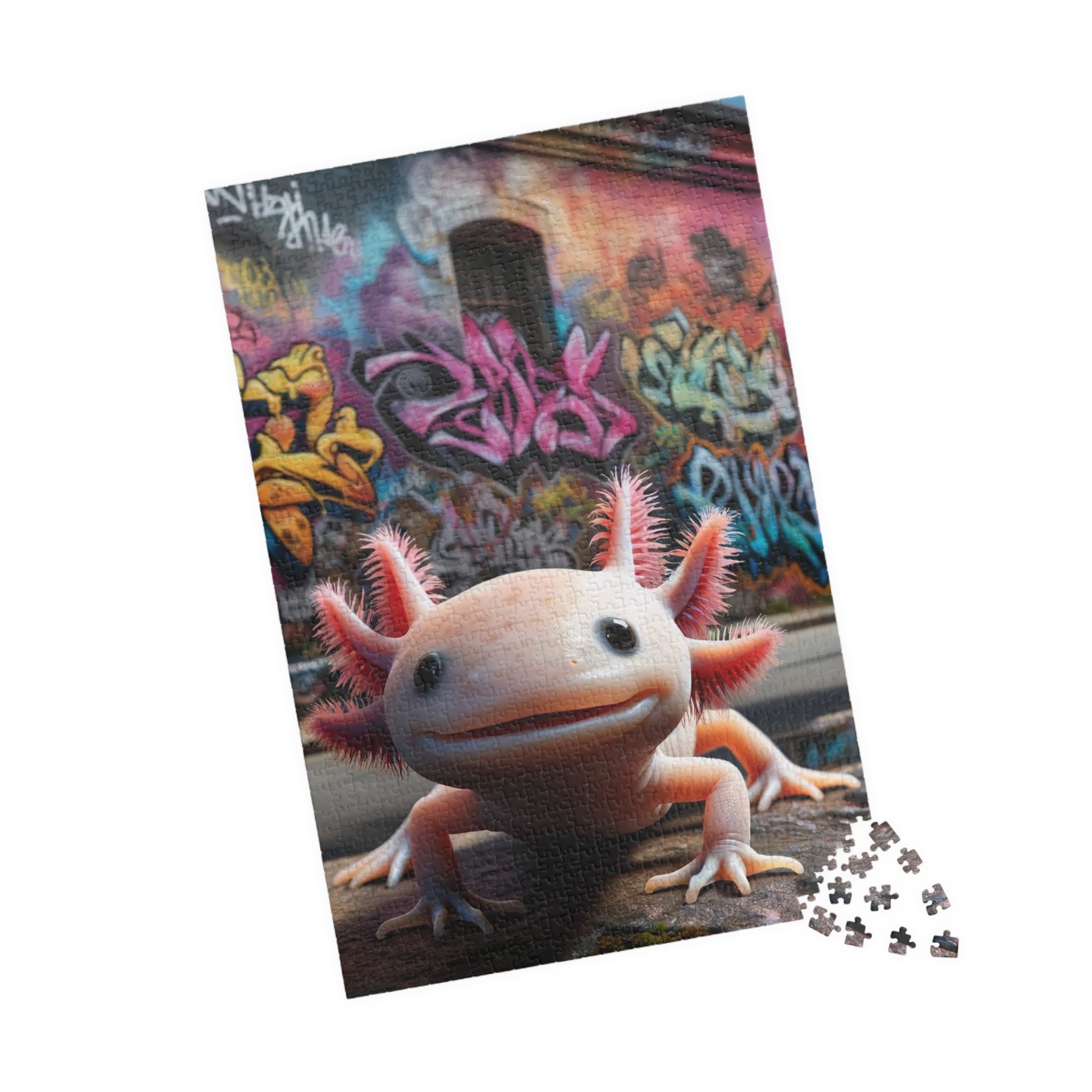 Playful Axolotl & Graffiti Wall Urban Art Explorer Jigsaw Puzzle 110 ...