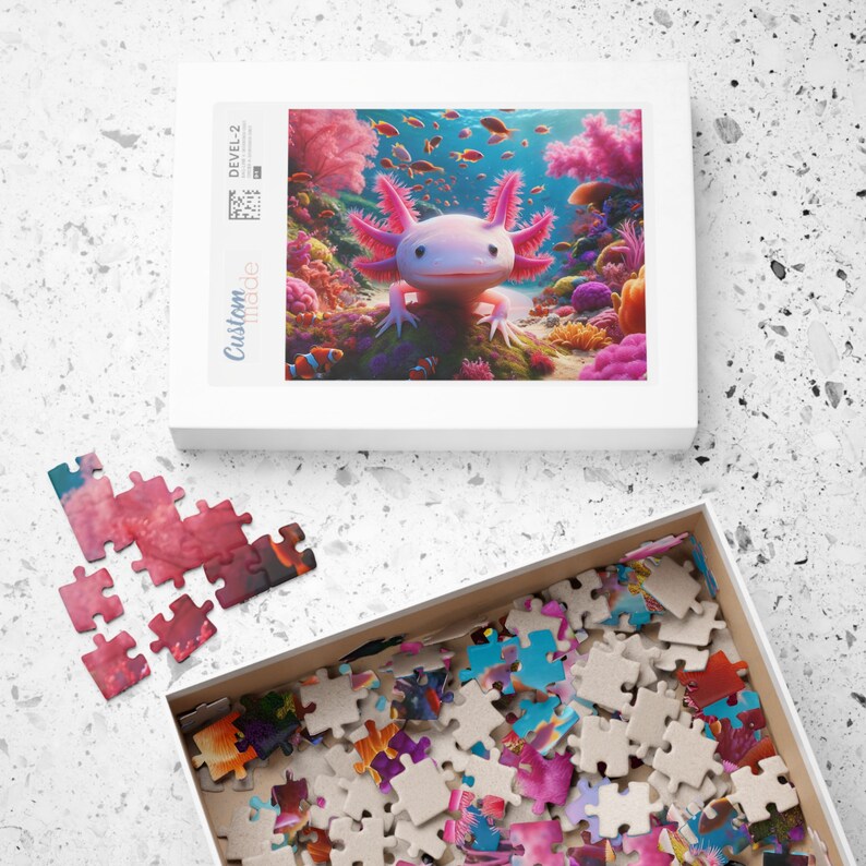 Enchanted Undersea World Vibrant Axolotl & Coral Reef Jigsaw Puzzle 110 ...
