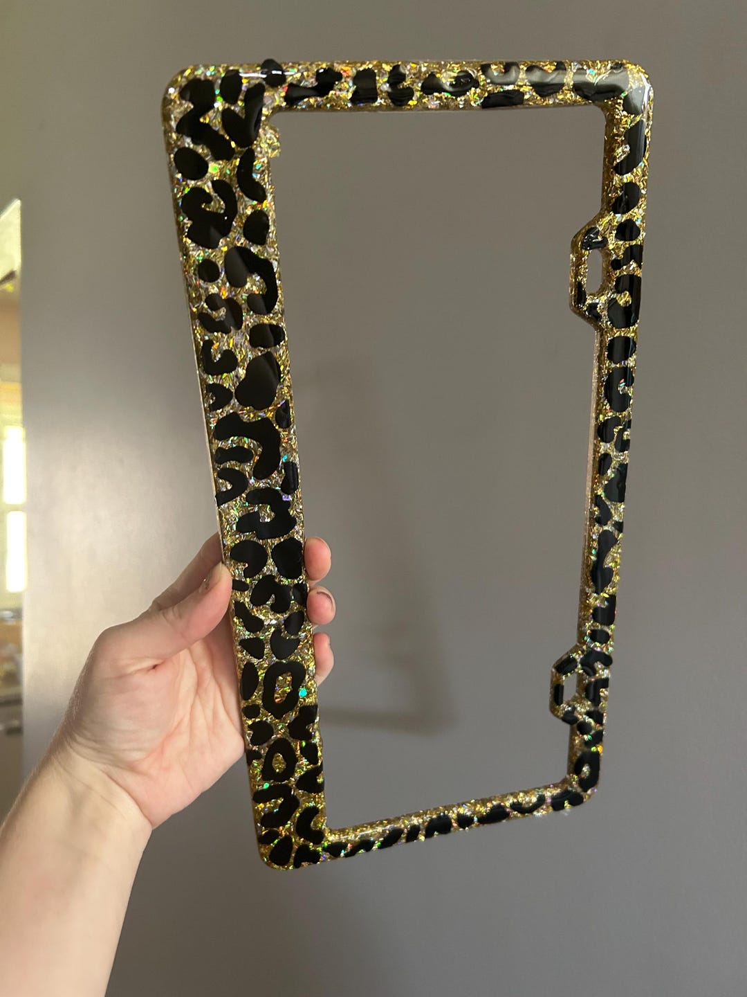Cheetah Glitter License Plate Frame - Gold & Silver - Etsy