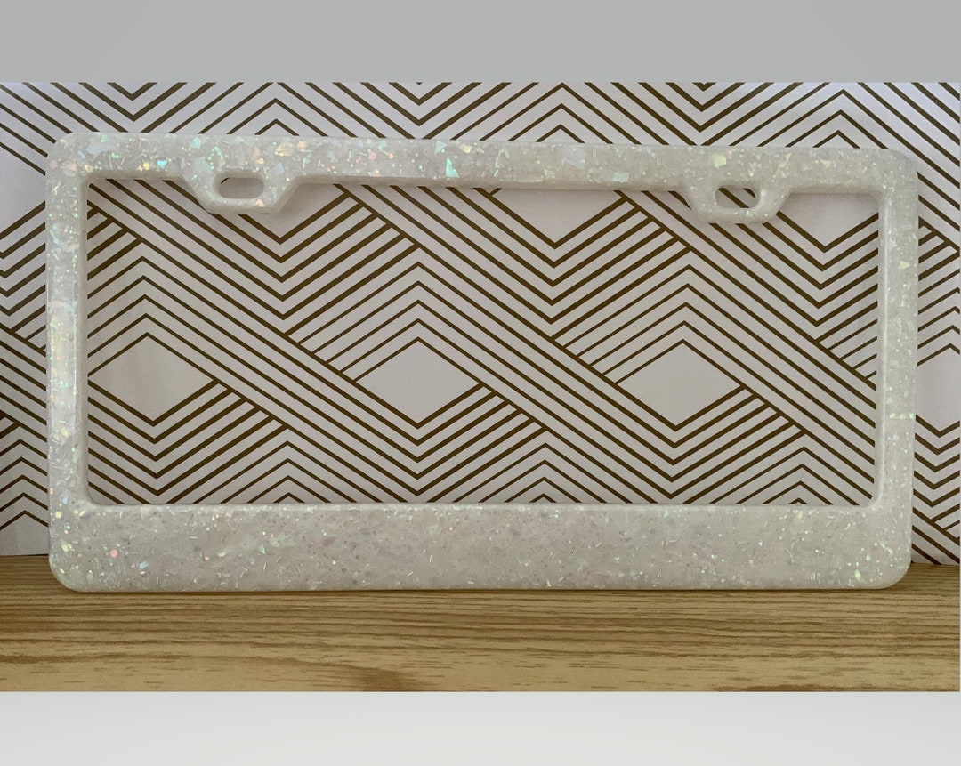 White Iridescent Resin License Plate Frame - Etsy