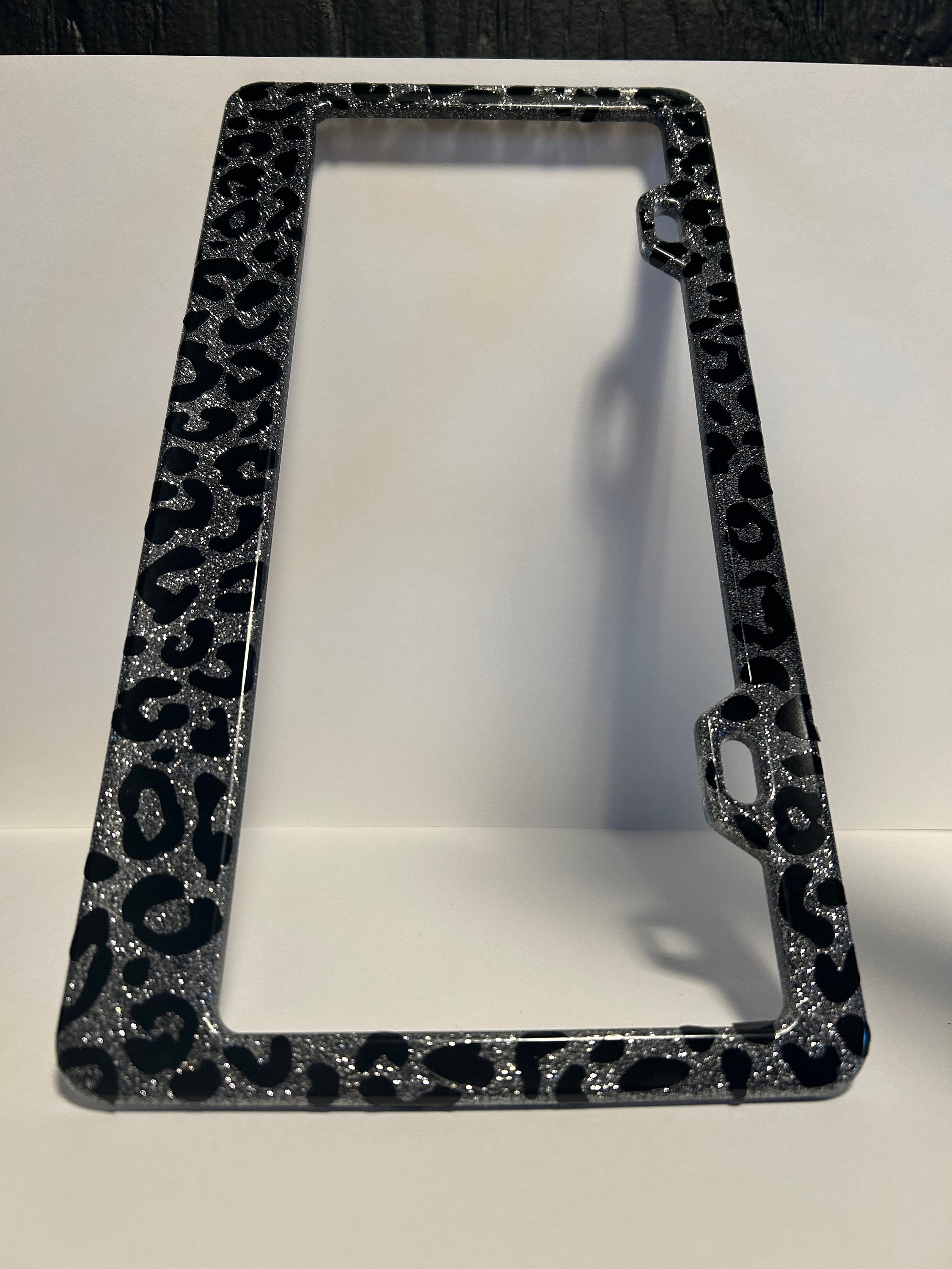 Gray Cheetah Glitter License Plate Frame - Etsy