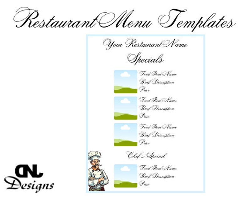 Restaurant Menu Template Set, Canva Template, Menu Specials Template ...