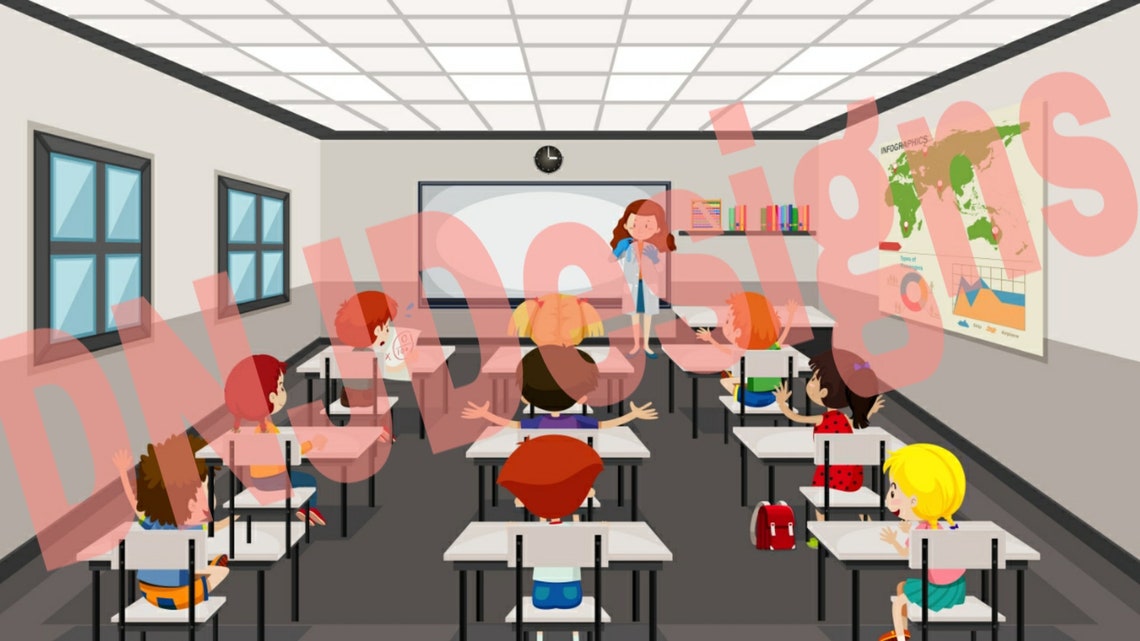 Students In Classroom Zoom Backgrounds School Teacher | Etsy