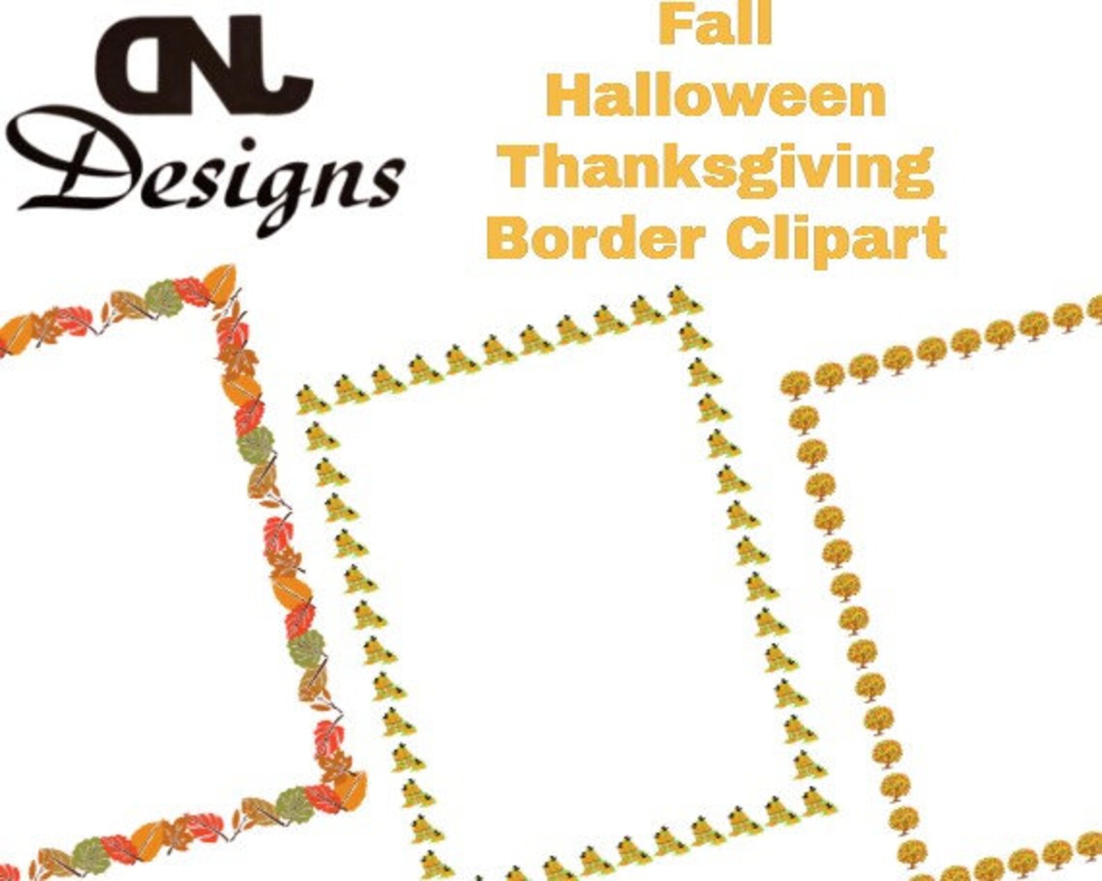 Fall-halloween-thanksgiving Border Clipart Pack - Etsy