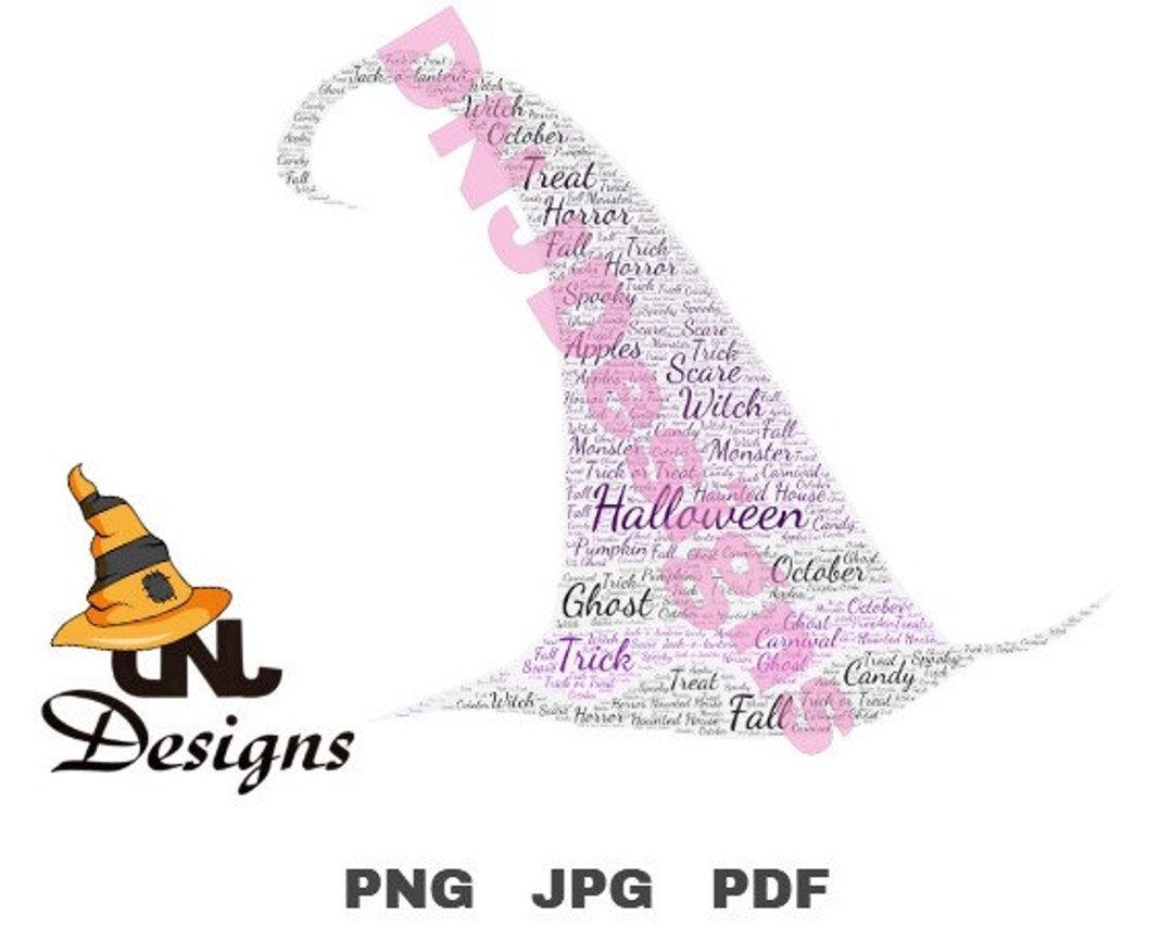 Halloween Witch Hat Word Art Image Pack - Etsy