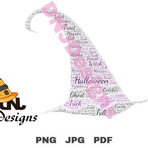 Halloween Witch Hat Word Art Image Pack - Etsy
