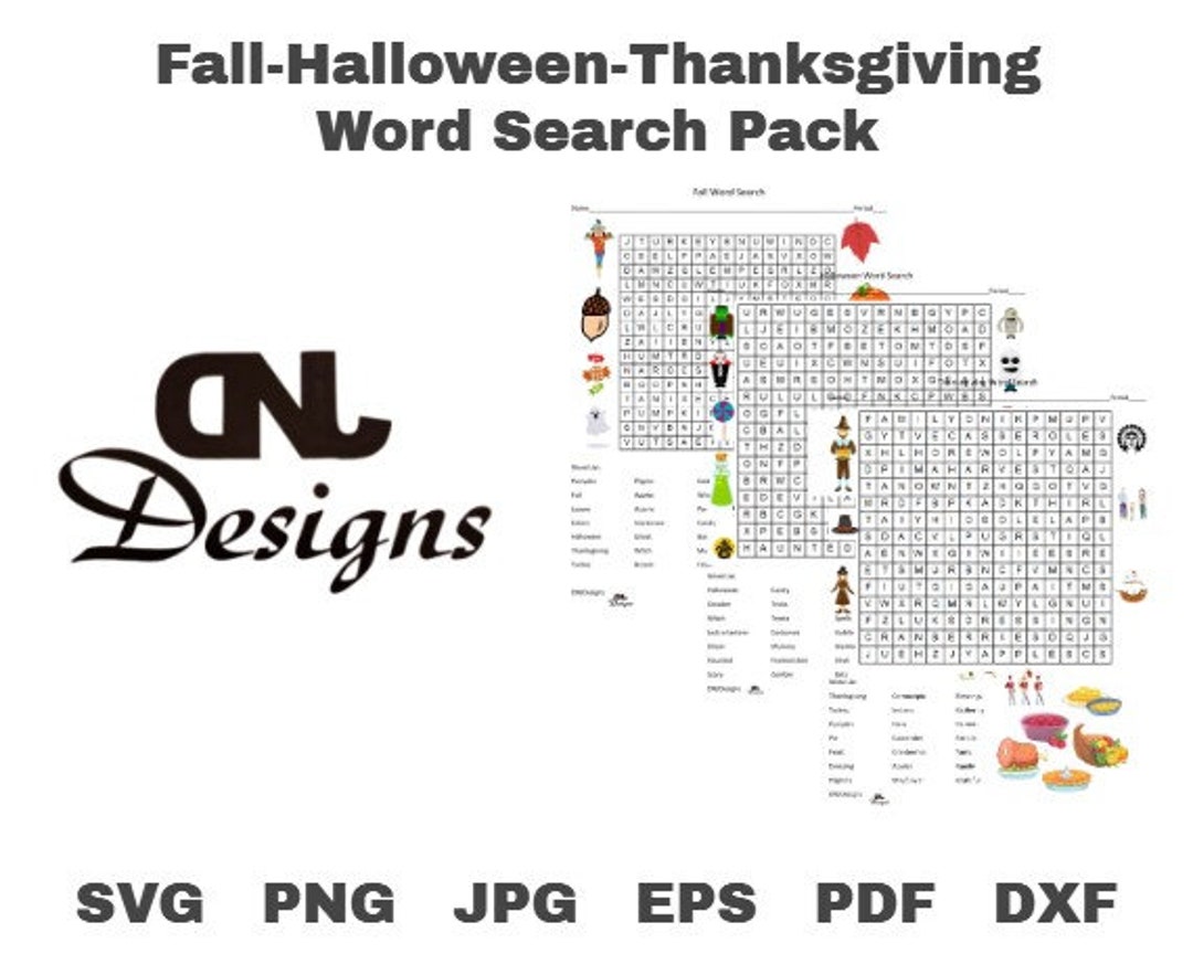 Fall-halloween-thanksgiving Word Search Pack - Etsy