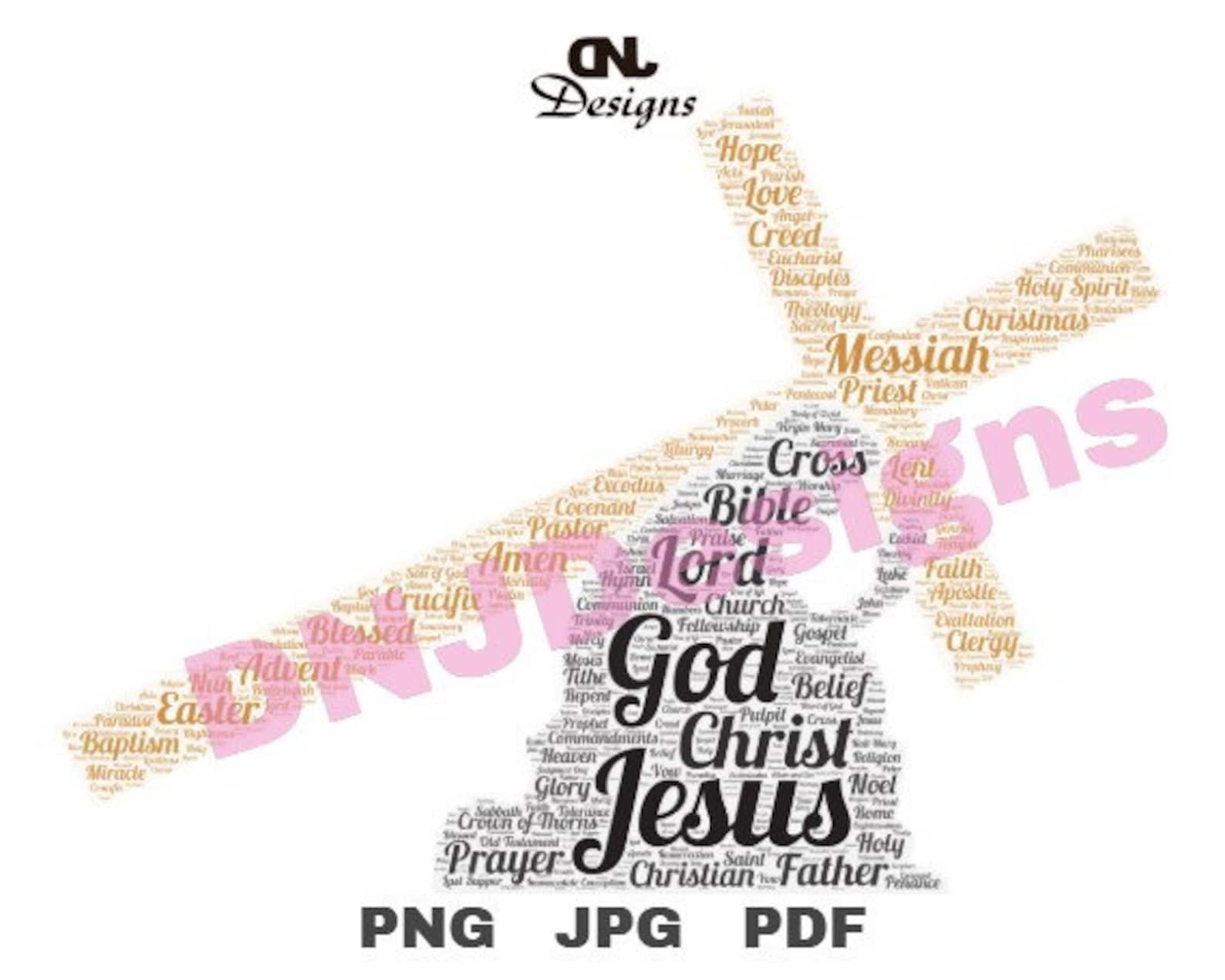 Jesus Carrying Cross Word Art, Religious Terminology - Etsy