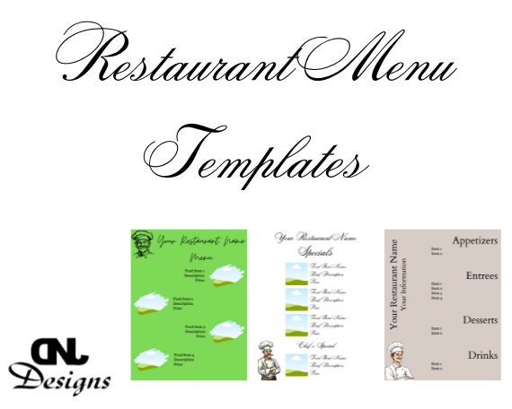 Restaurant Menu Template Set, Canva Template, Menu Specials Template ...