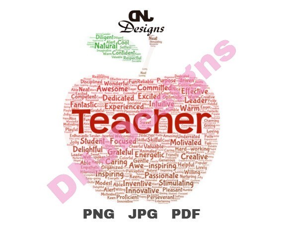 Teacher Apple Word Art Pack, Teacher Terminology Word Art - Etsy