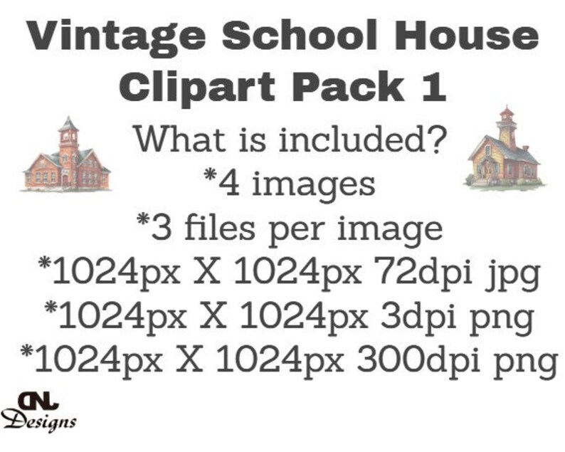 Vintage Schoolhouse Clipart Pack 1, School Building, Old School ...