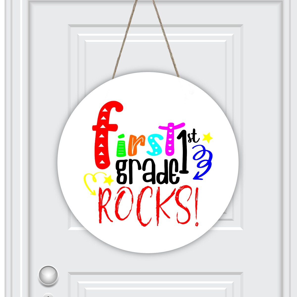 First Grade Rocks Round Door Sign - Etsy