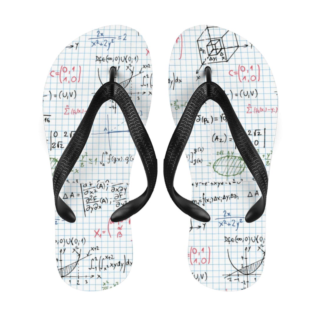 Math Adults' Flip Flops Black Sole and Strap - Etsy