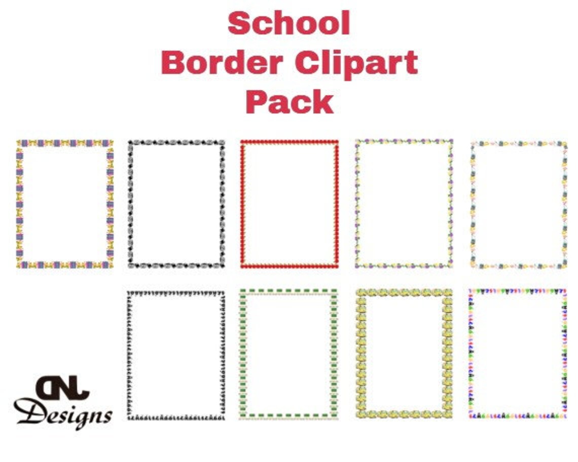 School Border Clipart Pack - Etsy