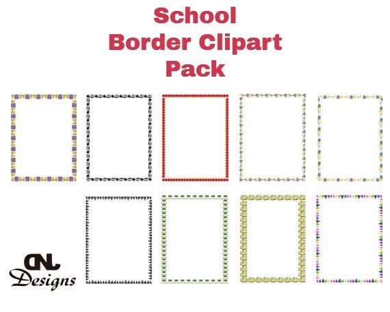 School Border Clipart Pack - Etsy