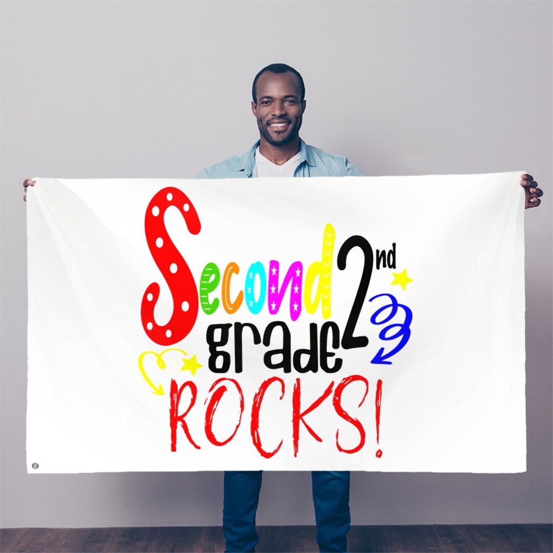 Second Grade Rocks Classroom Flag, Teacher, 2nd Grade - Etsy